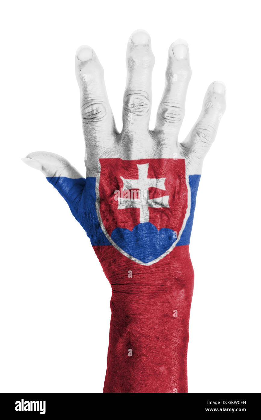 Old hand with flag, European Union, Slovakia Stock Photo - Alamy