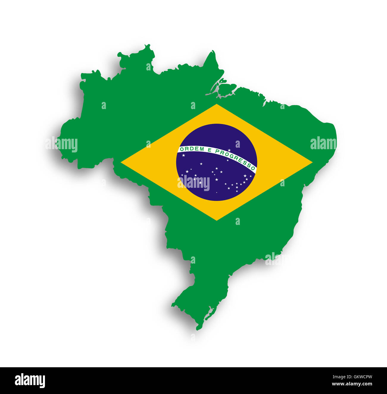 Map of brazil with flag inside Stock Photo - Alamy