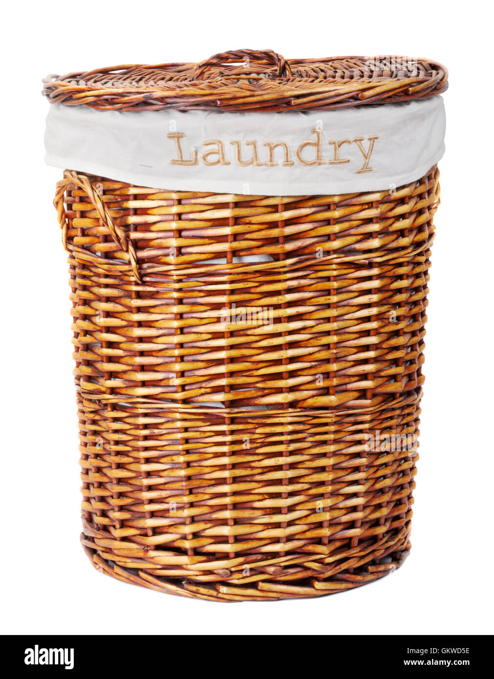 Wicker laundry basket full Cut Out Stock Images & Pictures - Alamy