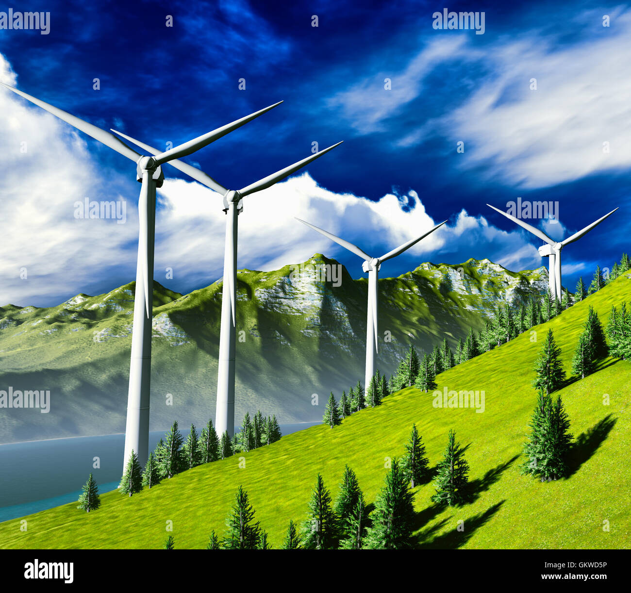 Wind turbines onshore Stock Photo - Alamy