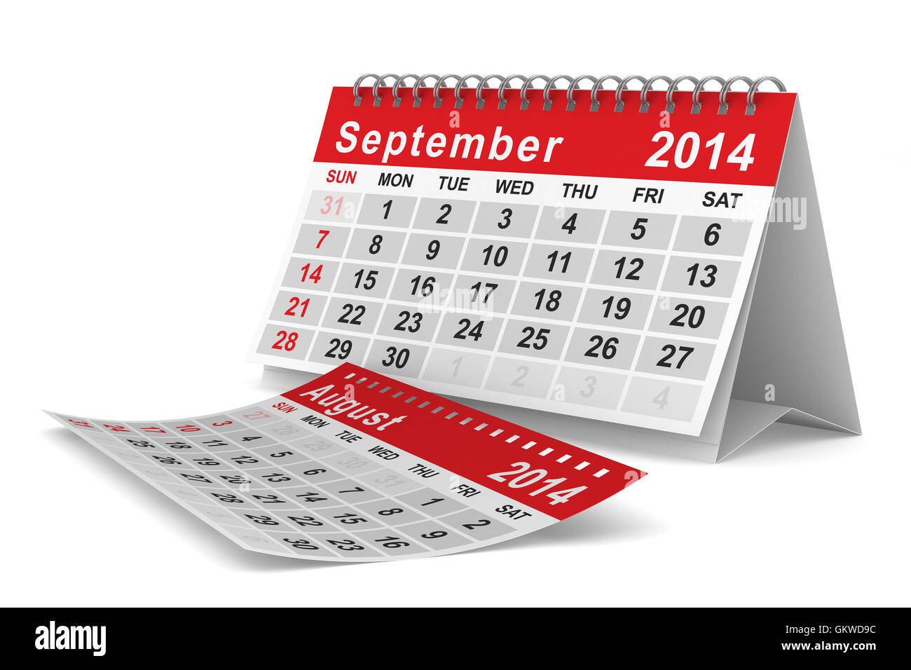2014 year calendar. September. Isolated 3D image Stock Photo - Alamy
