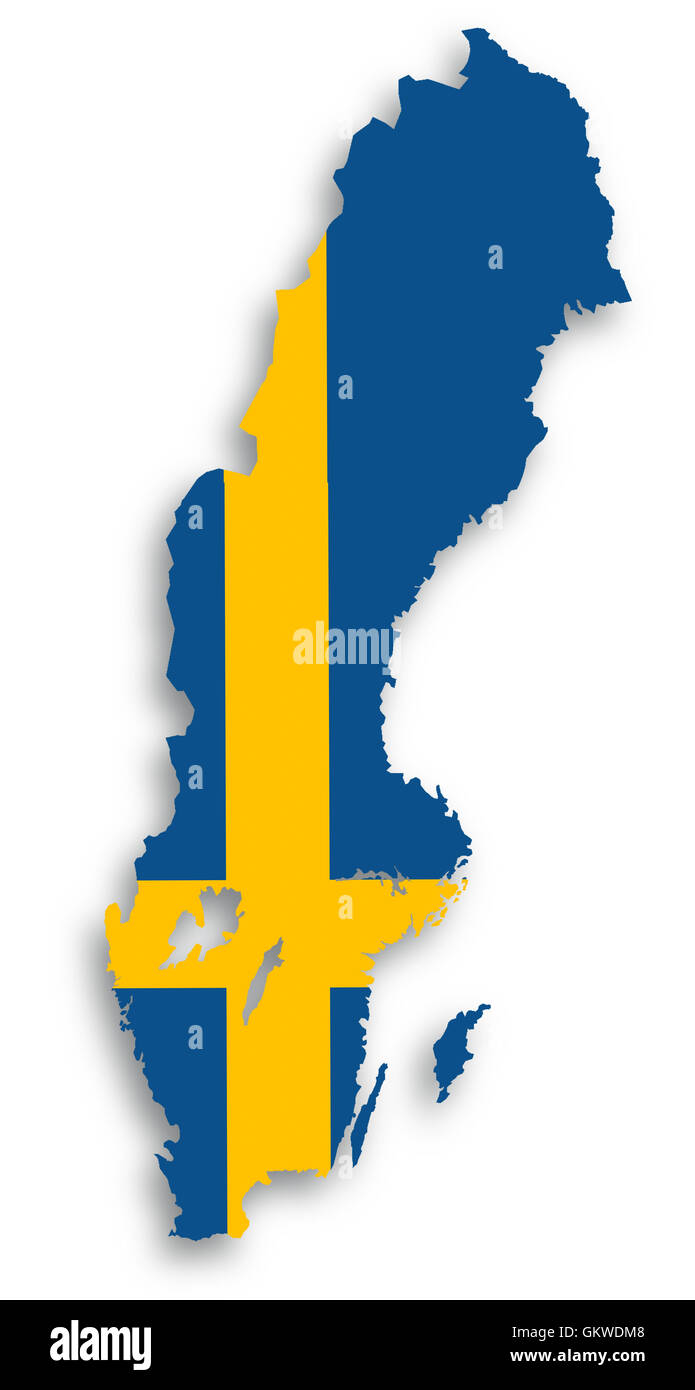 Map of Sweden filled with flag Stock Photo - Alamy