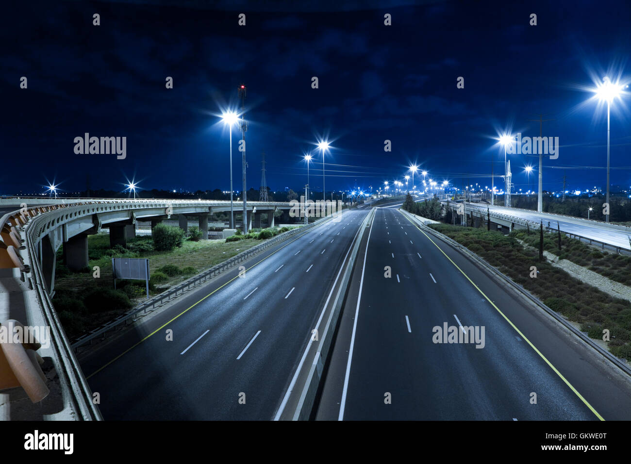 Highway at Night Stock Photo - Alamy