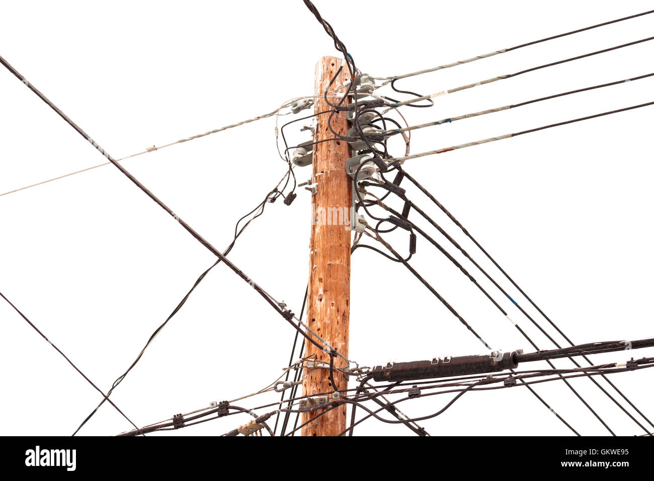 Utility pole hung with electricity power cables Stock Photo - Alamy