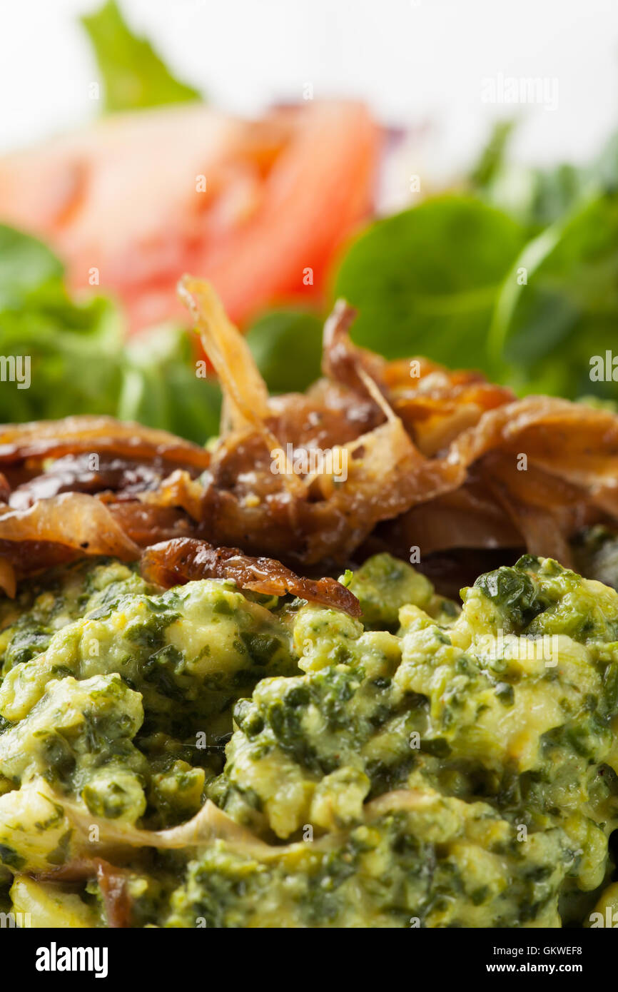 spaetzle with spinach, a bavarian speciality Stock Photo - Alamy