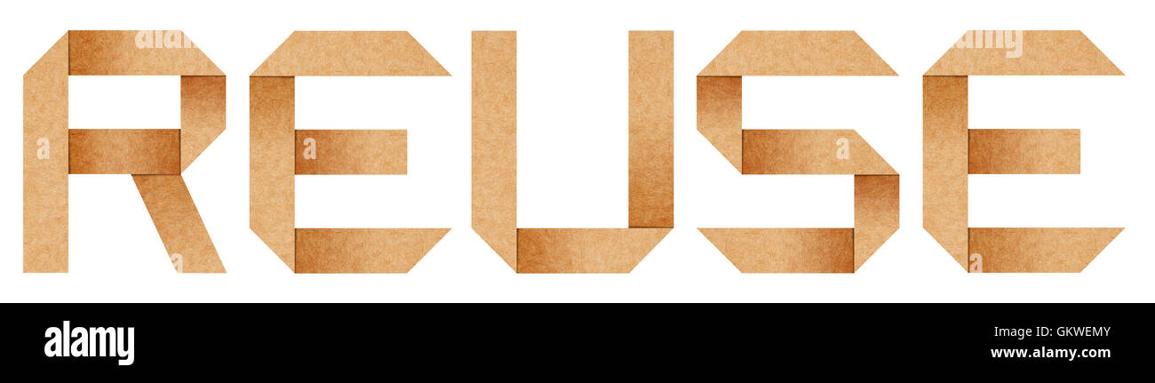 REUSE word from Origami paper letters isolated with clipping p Stock ...