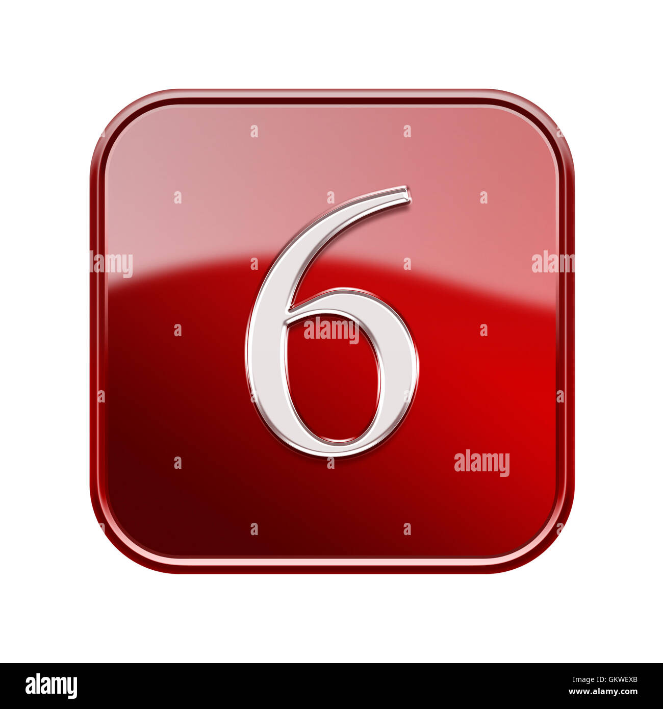 Number six red glossy, isolated on white background Stock Photo - Alamy
