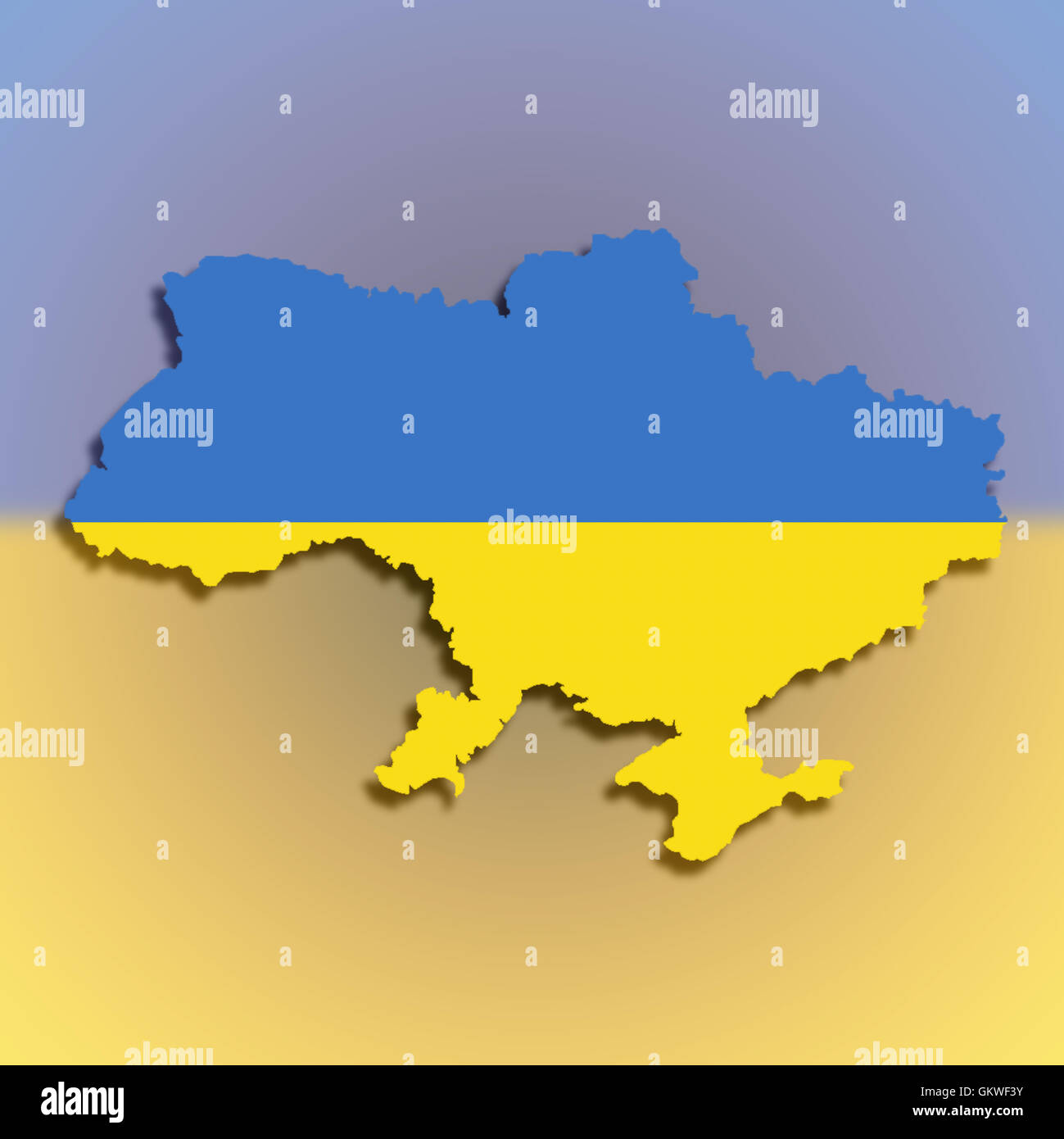 Map of the Ukraine filled with flag Stock Photo - Alamy