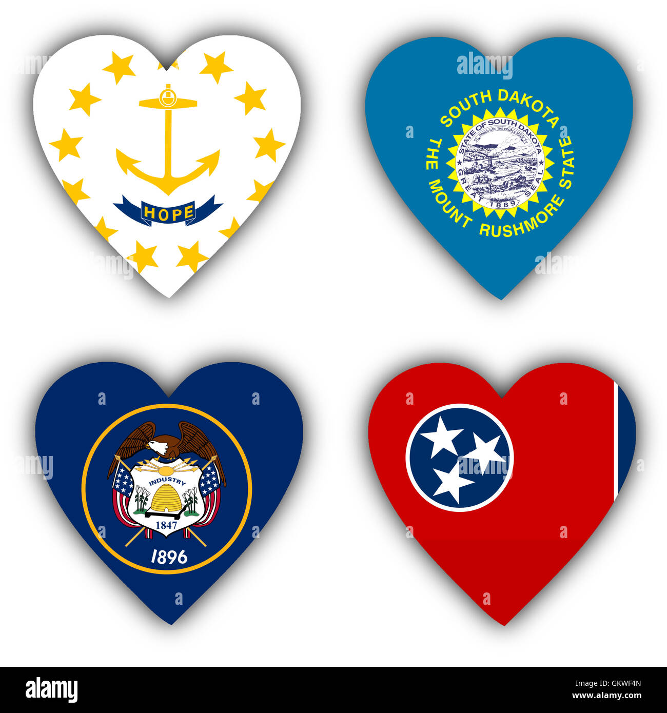 Flags in the shape of a heart, US states Stock Photo - Alamy