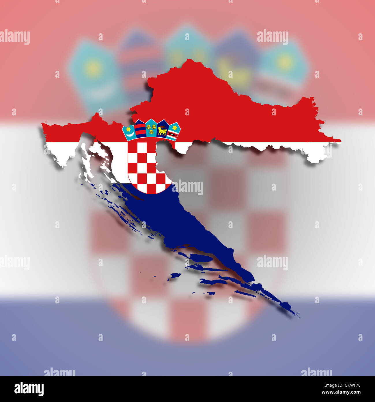 Map of Croatia filled with flag Stock Photo - Alamy