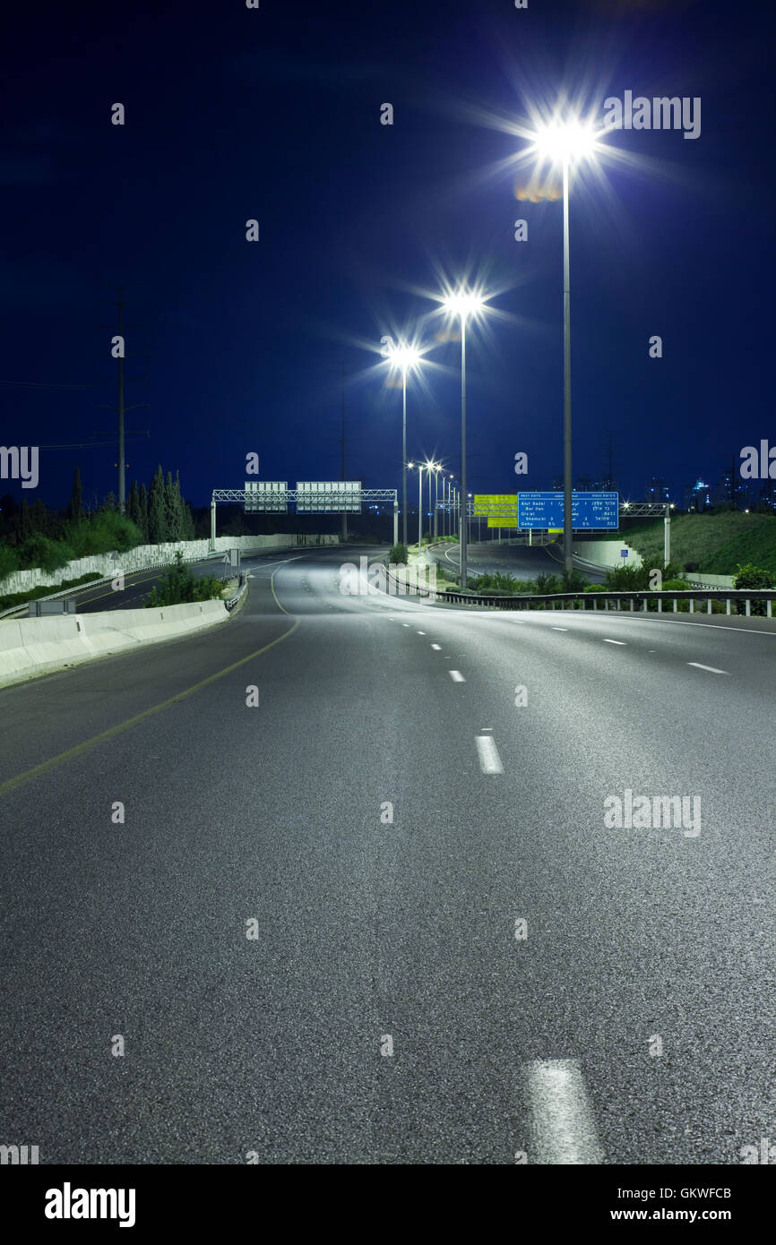 Highway at Night Stock Photo - Alamy