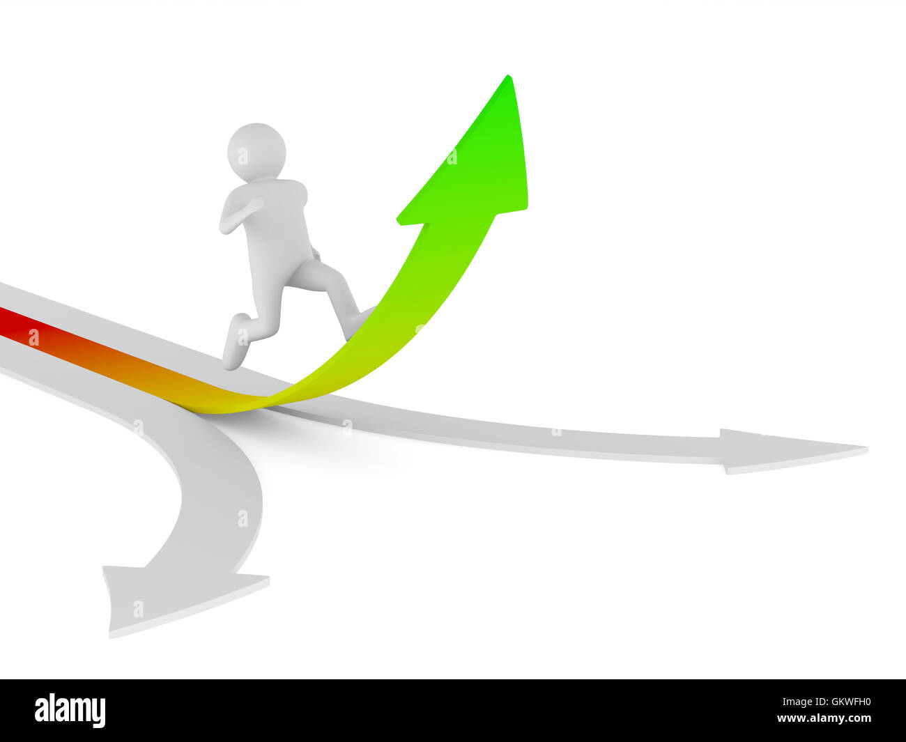 man climb arrow. Isolated 3D image Stock Photo - Alamy