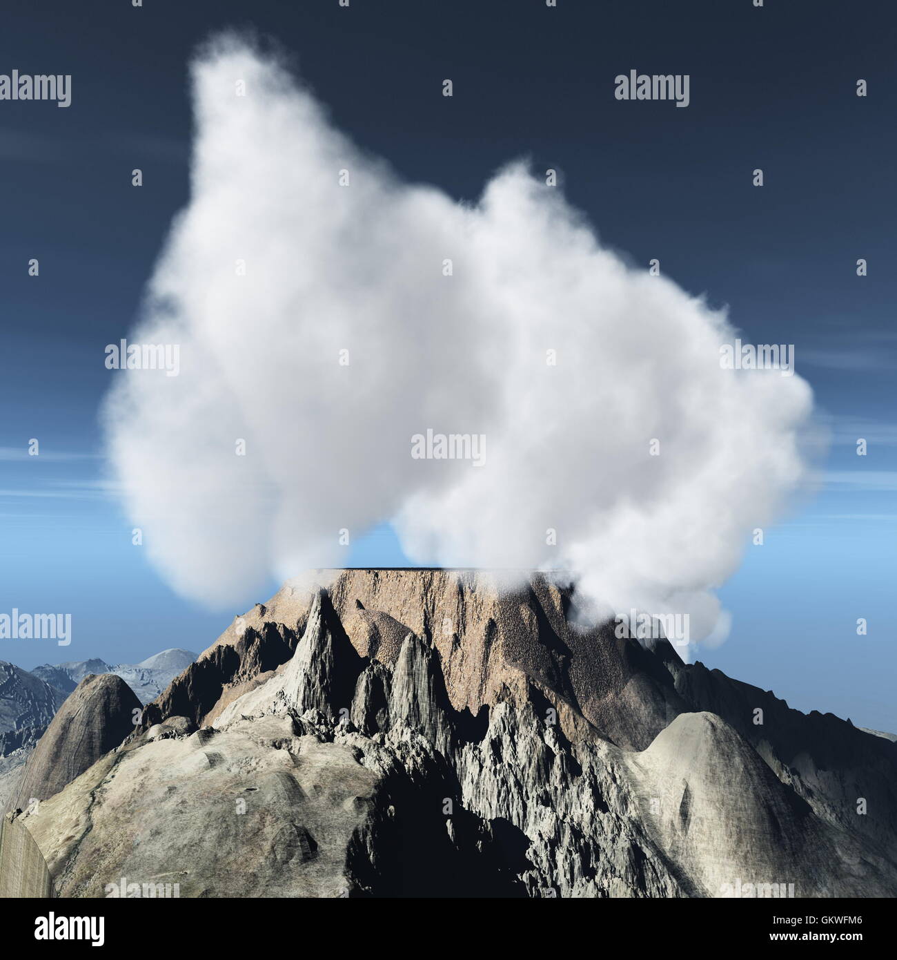 Volcanic eruption on island Stock Photo - Alamy