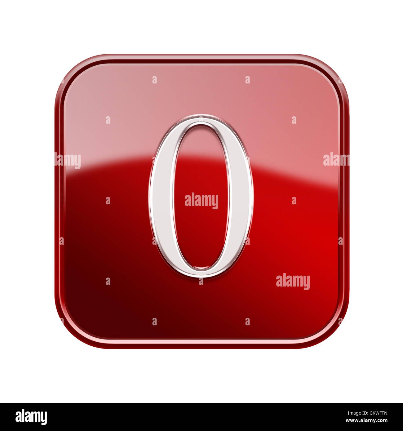 Number null red glossy, isolated on white background Stock Photo - Alamy