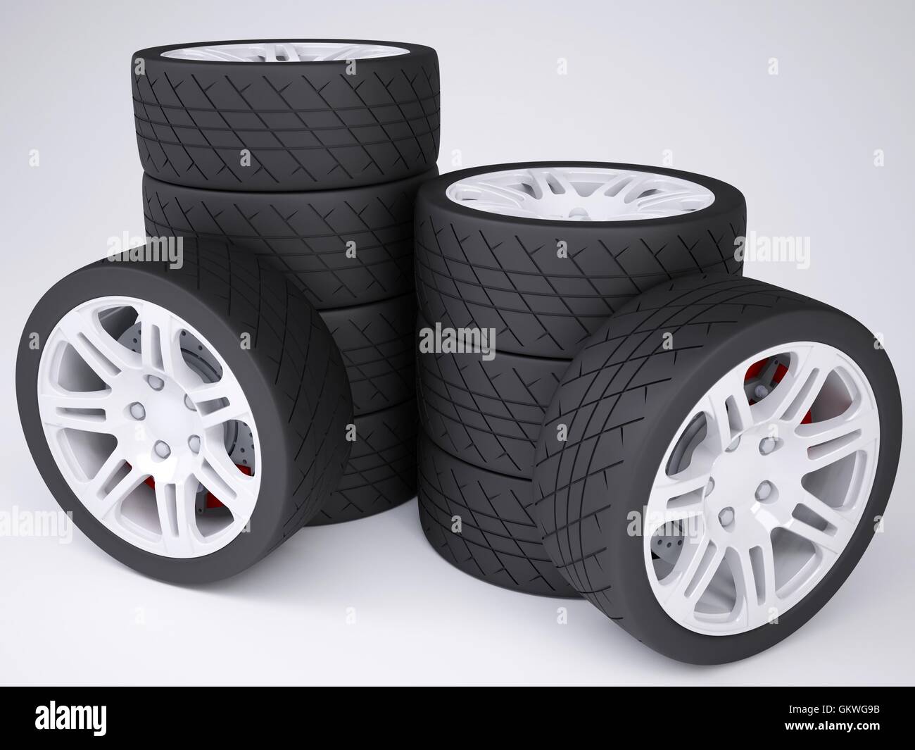 A stack of wheels with discs Stock Photo - Alamy