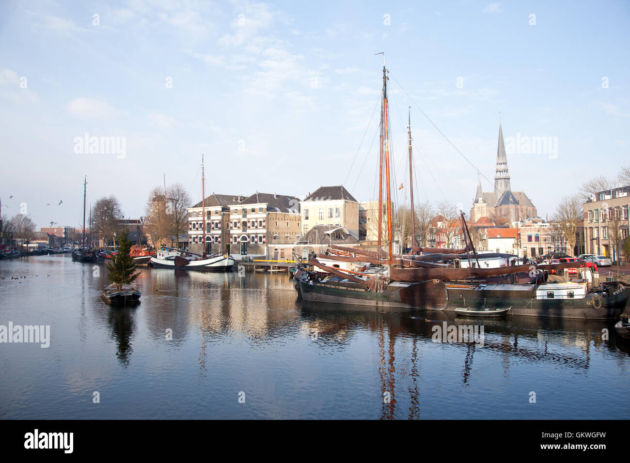 old ships in harbour of Gouda Stock Photo - Alamy