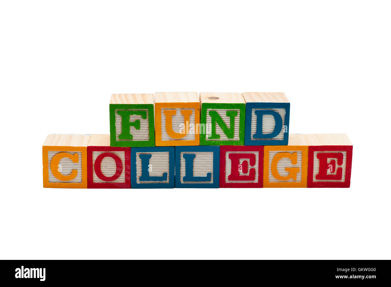 Blocks that say Fund College Stock Photo - Alamy