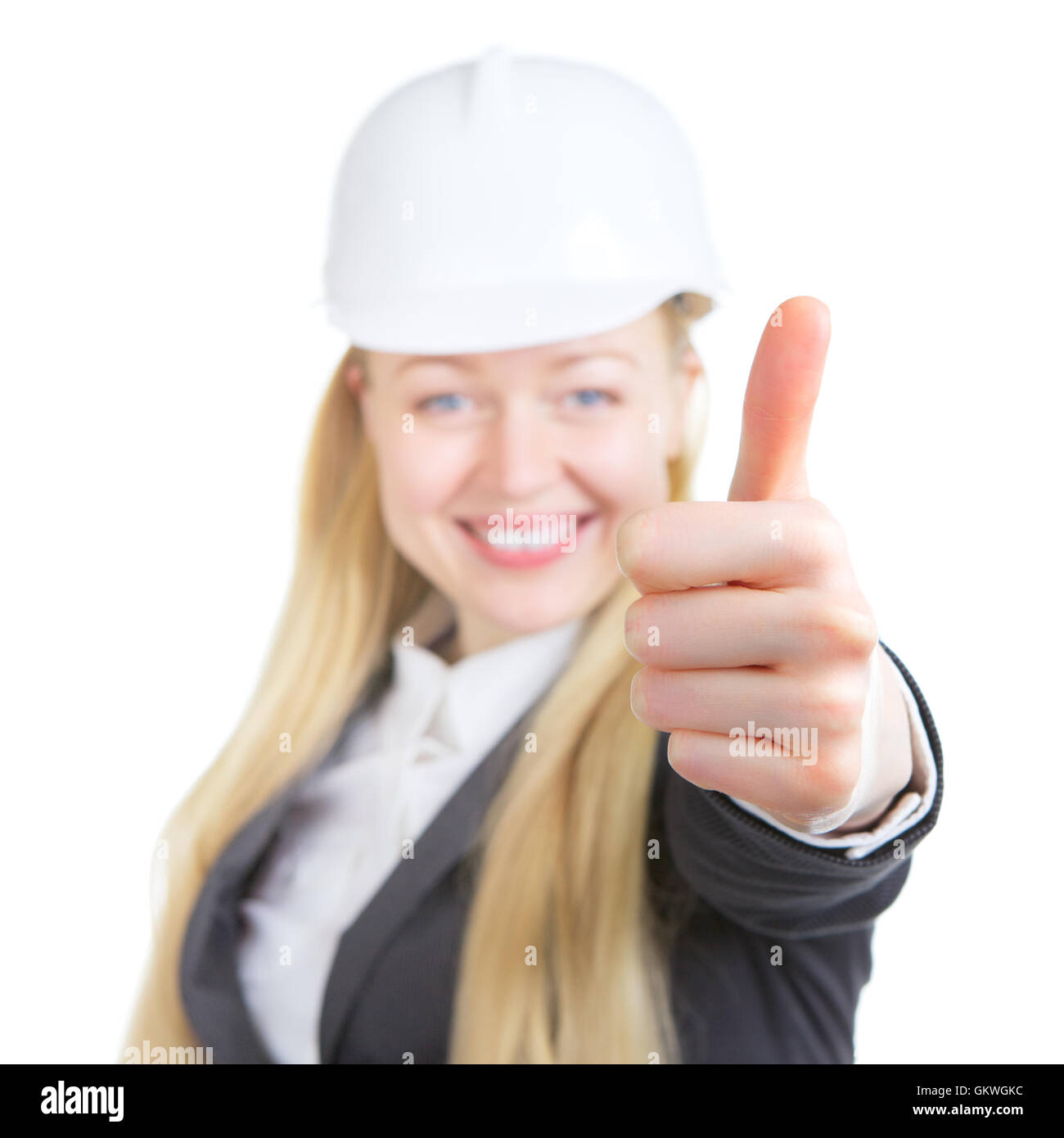 Engineer Woman Thumbs Up Stock Photo - Alamy
