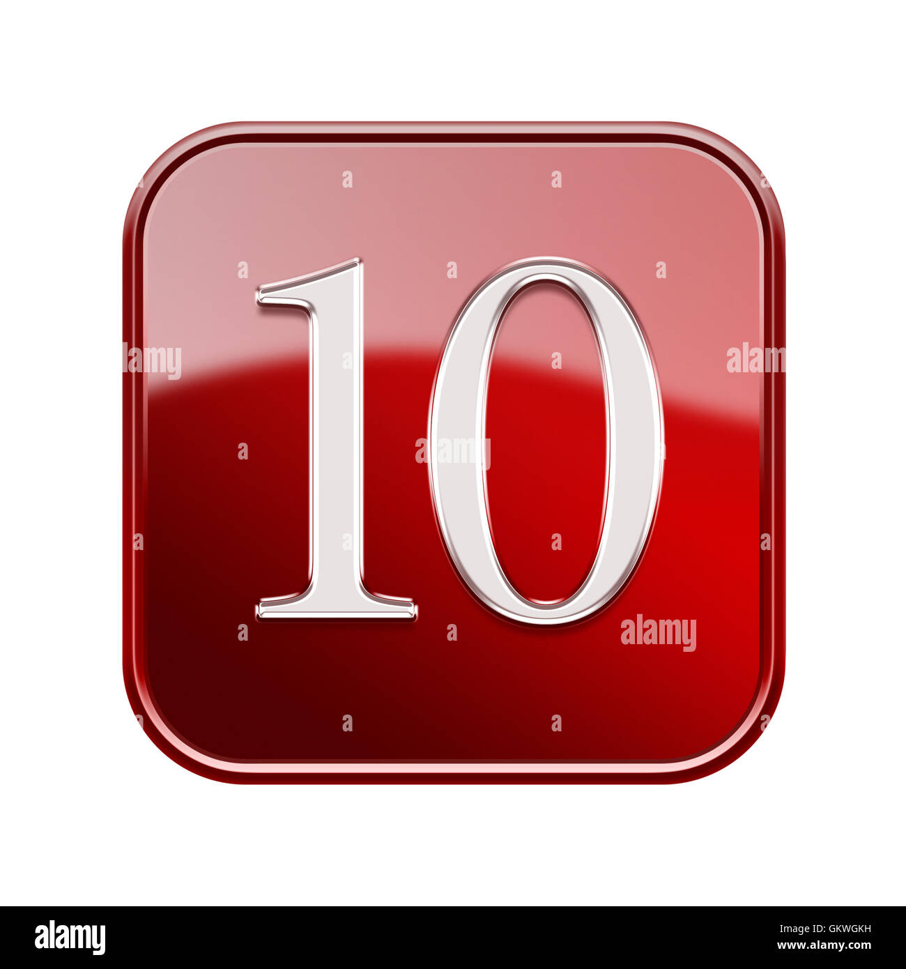 Number ten icon red glossy, isolated on white background Stock Photo ...