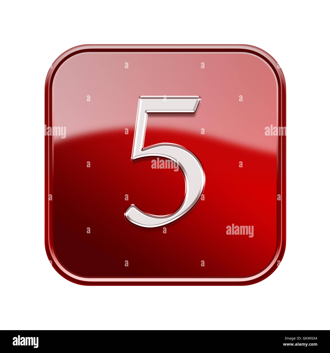 Number five red glossy, isolated on white background Stock Photo - Alamy