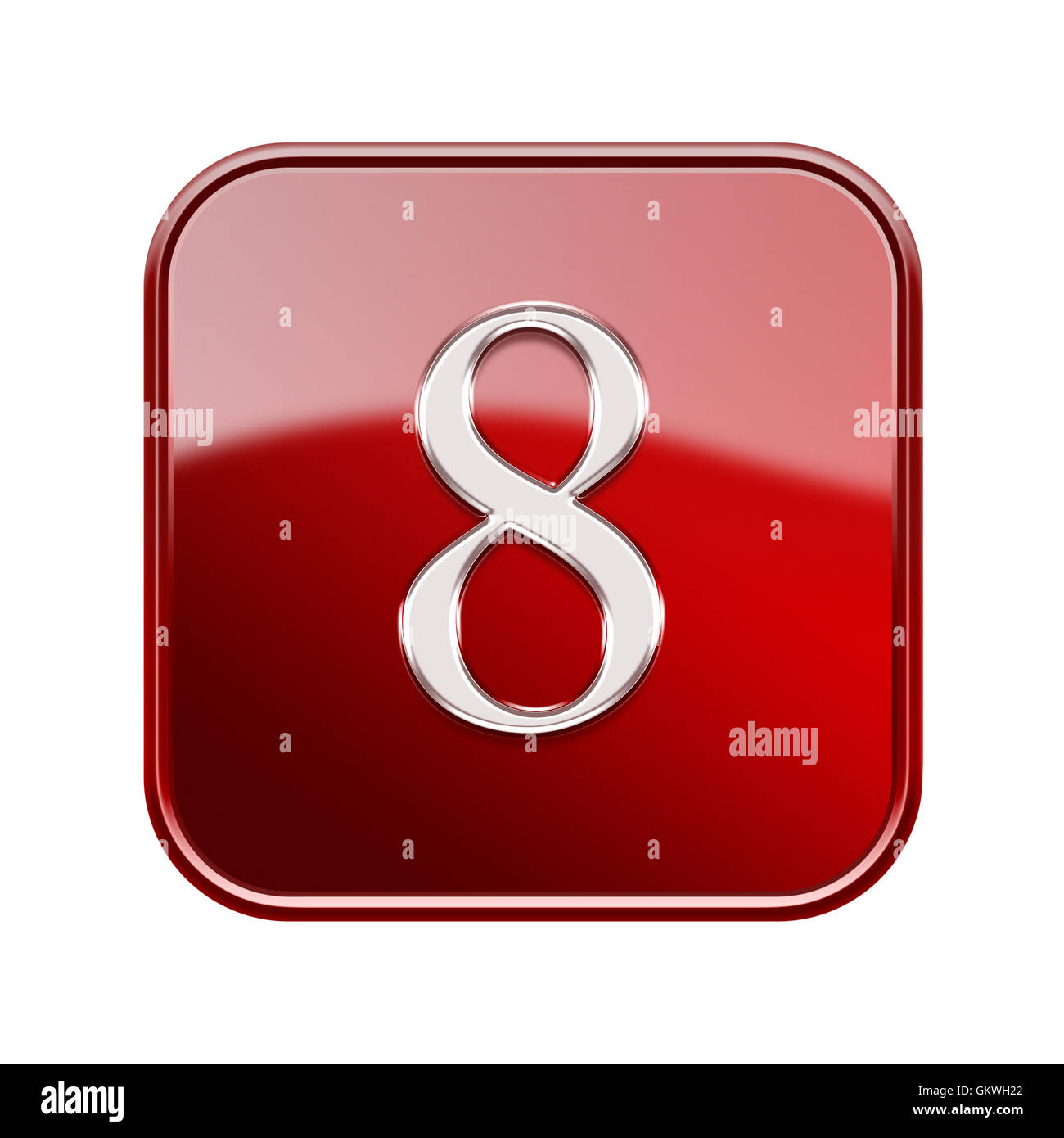 Number eight red glossy, isolated on white background Stock Photo - Alamy