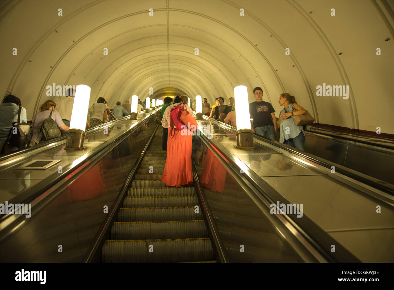 Escalator in moscow metro hi-res stock photography and images - Alamy