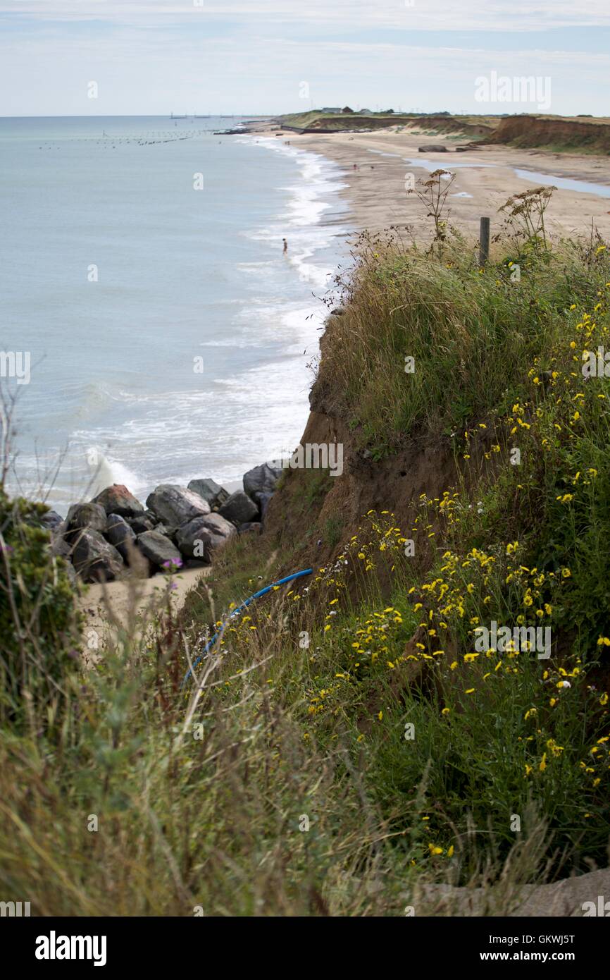The cliff at Happisburgh which is under threat from coastal erosion ...