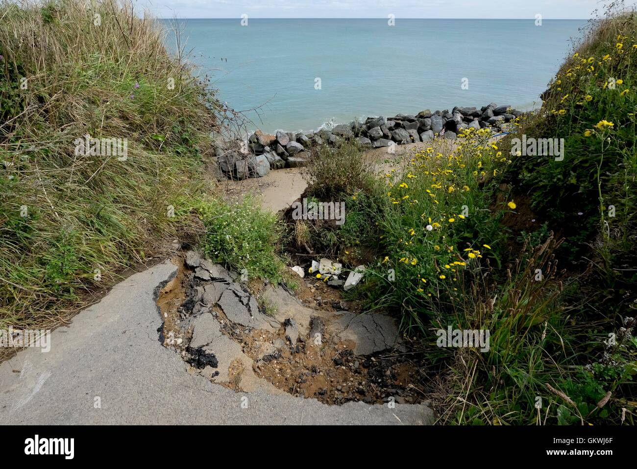 The cliff at Happisburgh which is under threat from coastal erosion ...