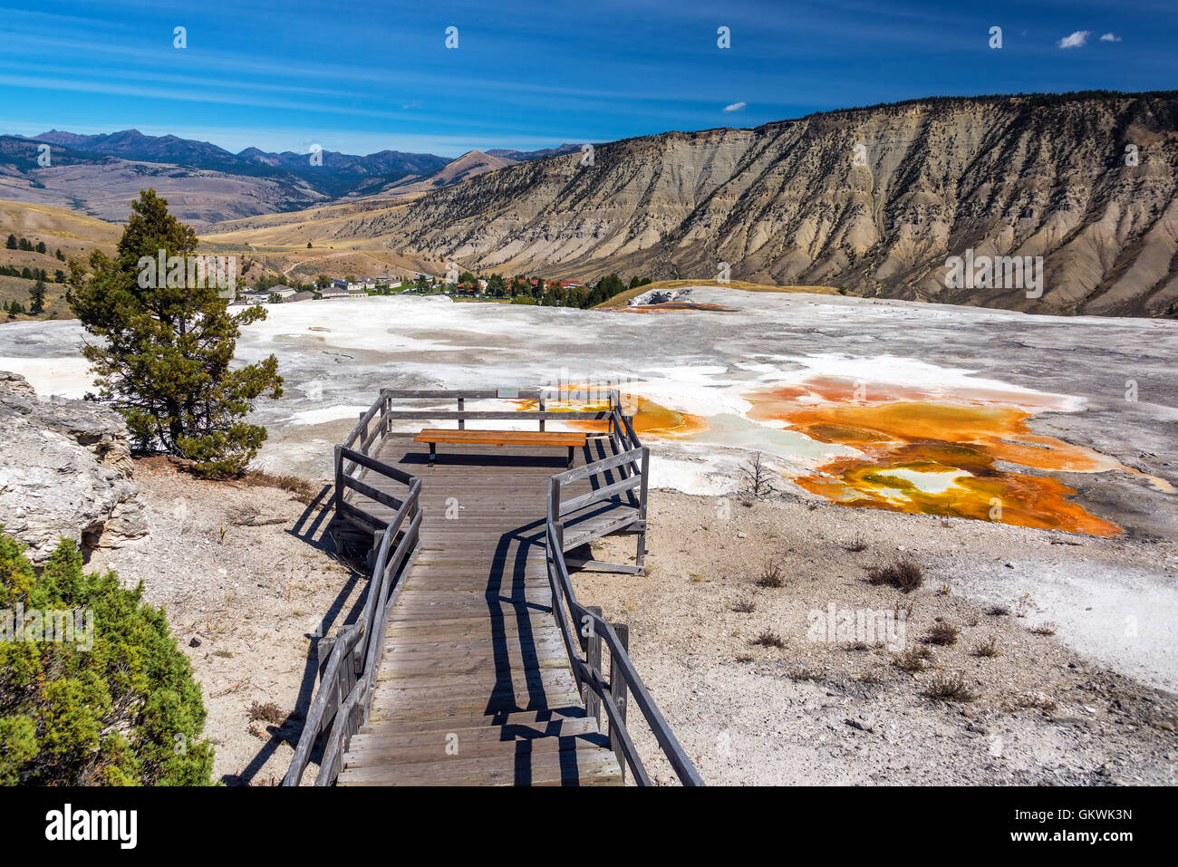 Veiw of Main Terrace Bacteria Mat in Mammoth Hot Springs in Yellowstone ...