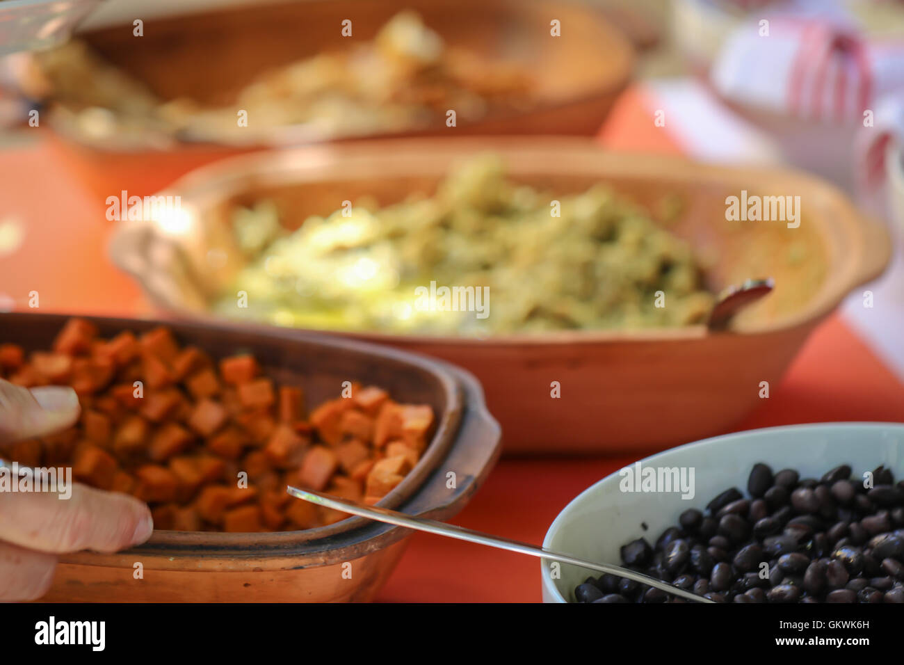 Mexican food buffet line at a house party Stock Photo - Alamy