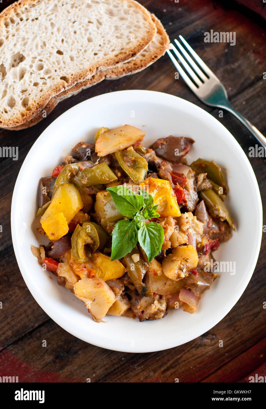 delicious caponata typical Sicilian dish with peppers , tomatoes and ...