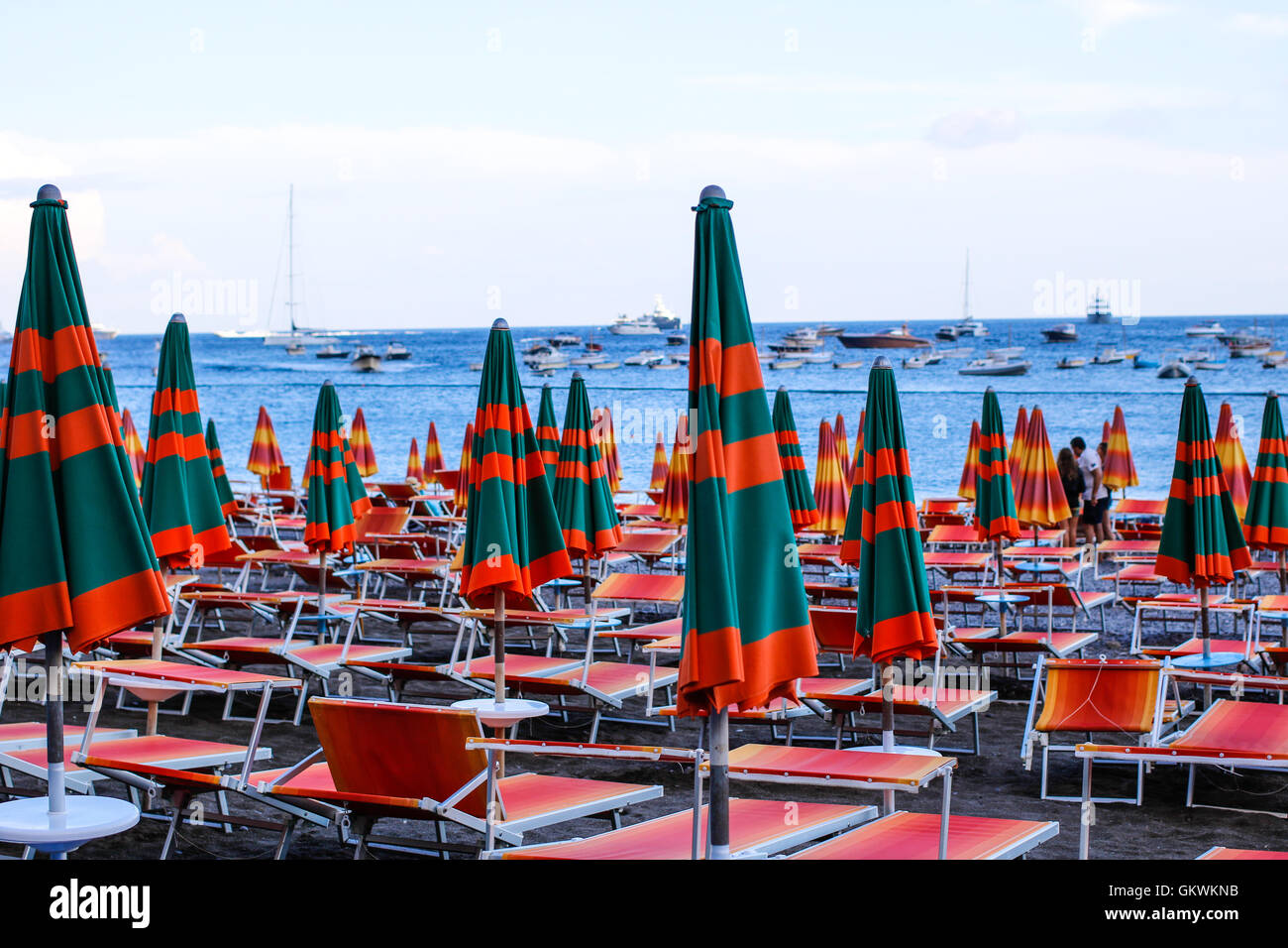 Umbrellas in Italy by the beach Stock Photo - Alamy