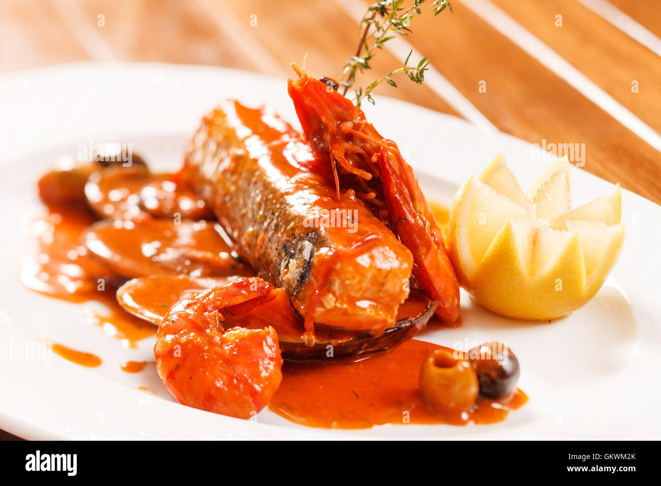 fish with sauce Stock Photo - Alamy