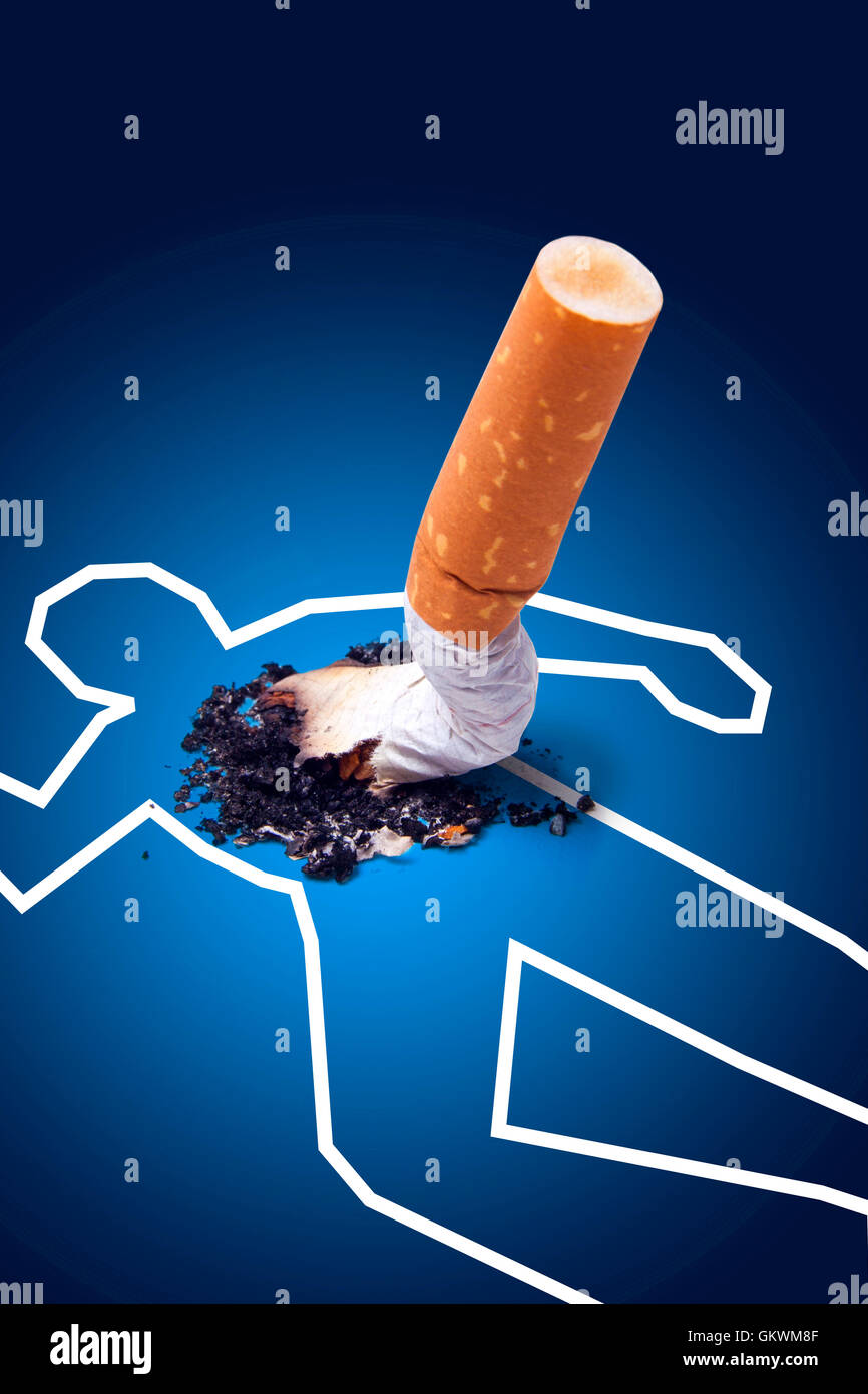 Crime scene - man killed by a cigarette Stock Photo - Alamy