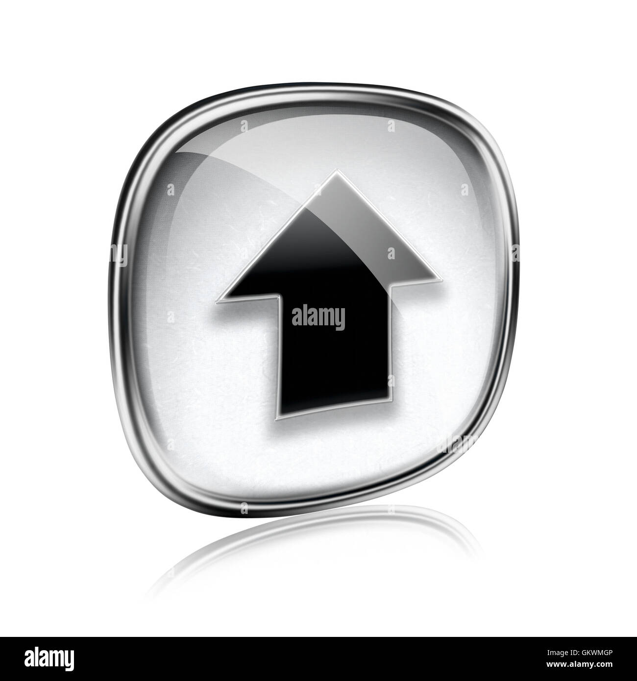 Upload icon grey glass, isolated on white background Stock Photo - Alamy