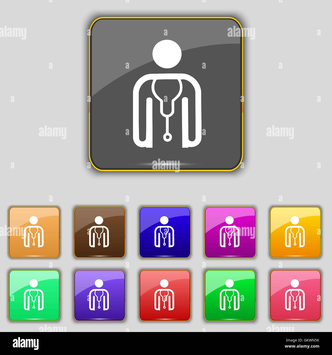 doctor icon sign. Set with eleven colored buttons for your site. Vector ...