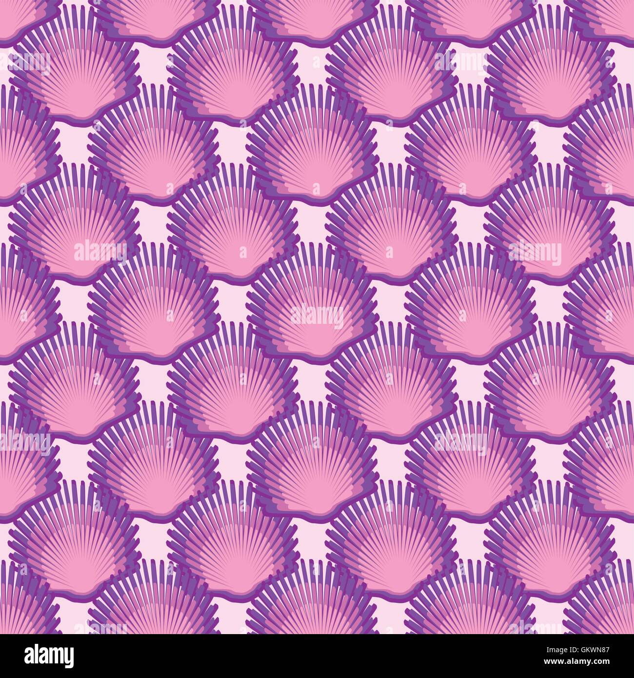 Scallop seashell semless pattern on background. Vector illustration ...