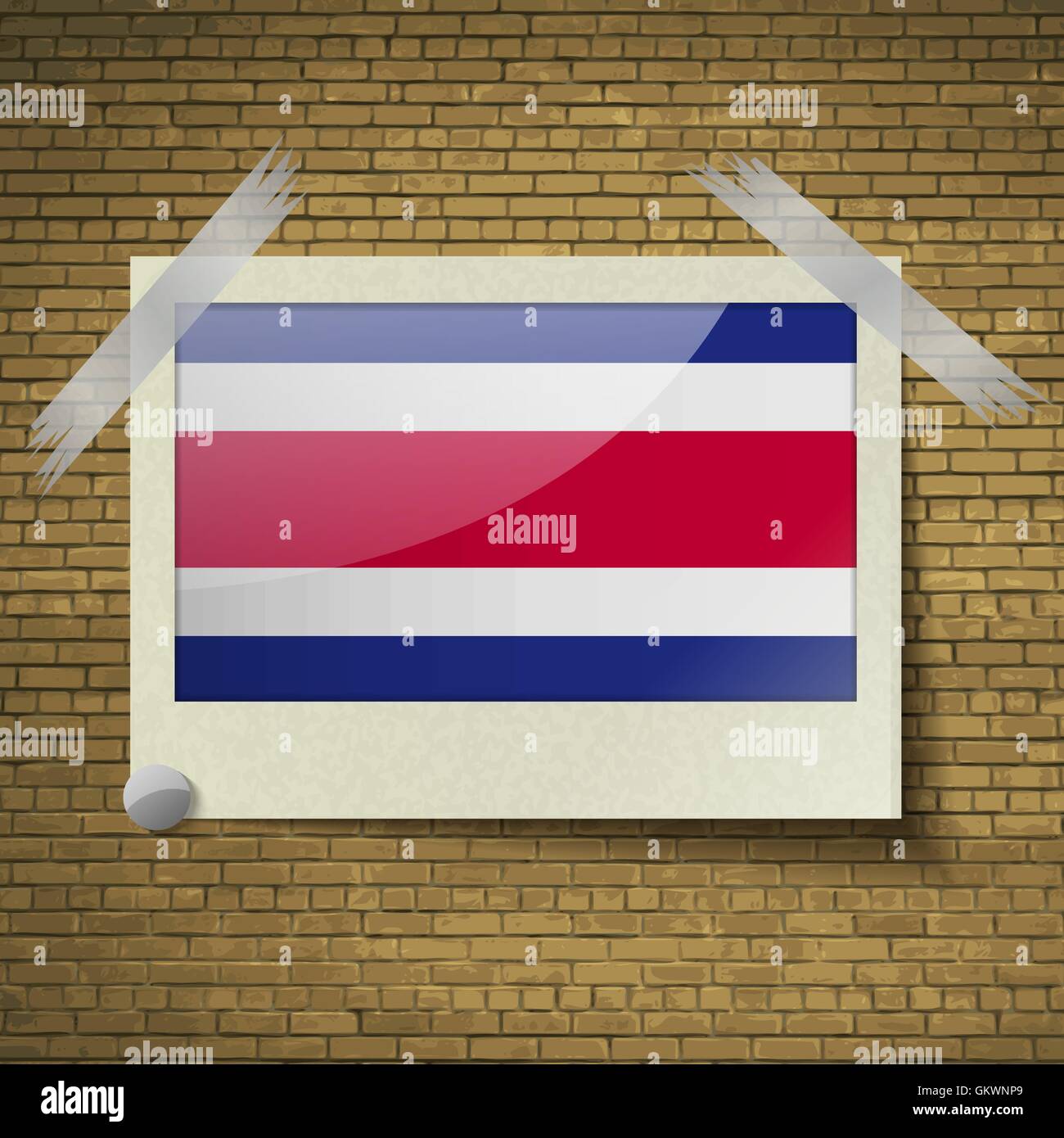 Flags Costa Rica at frame on a brick background. Vector Stock Vector ...