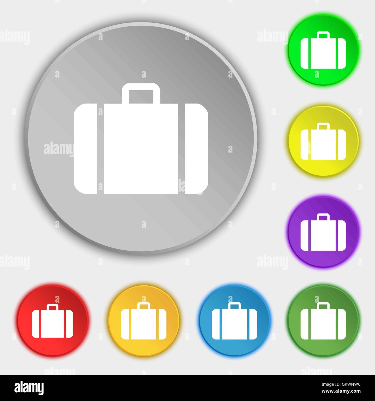 suitcase icon sign. Symbol on five flat buttons. Vector Stock Vector ...