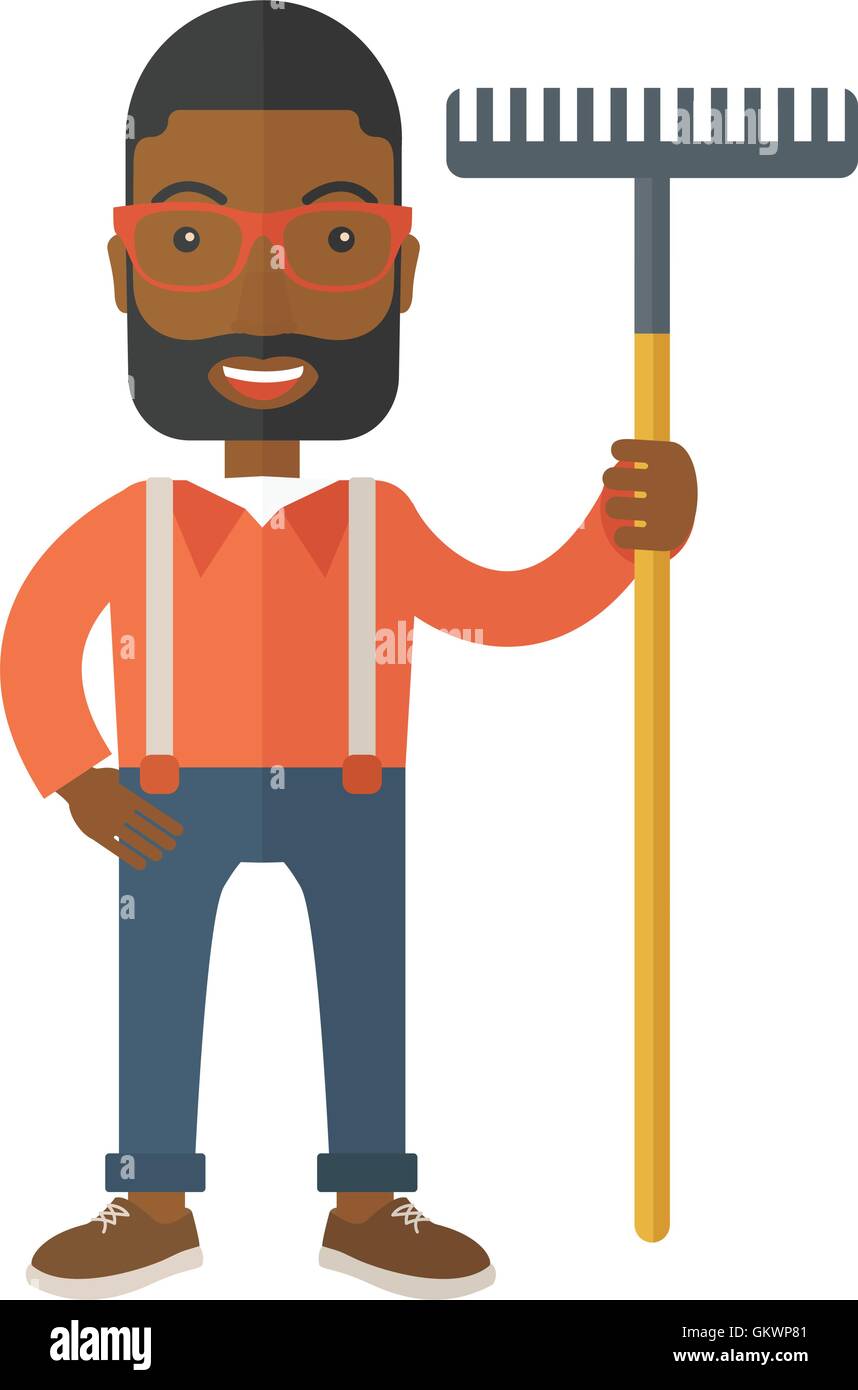 Man with a mustache holding a rake Stock Vector Image & Art - Alamy