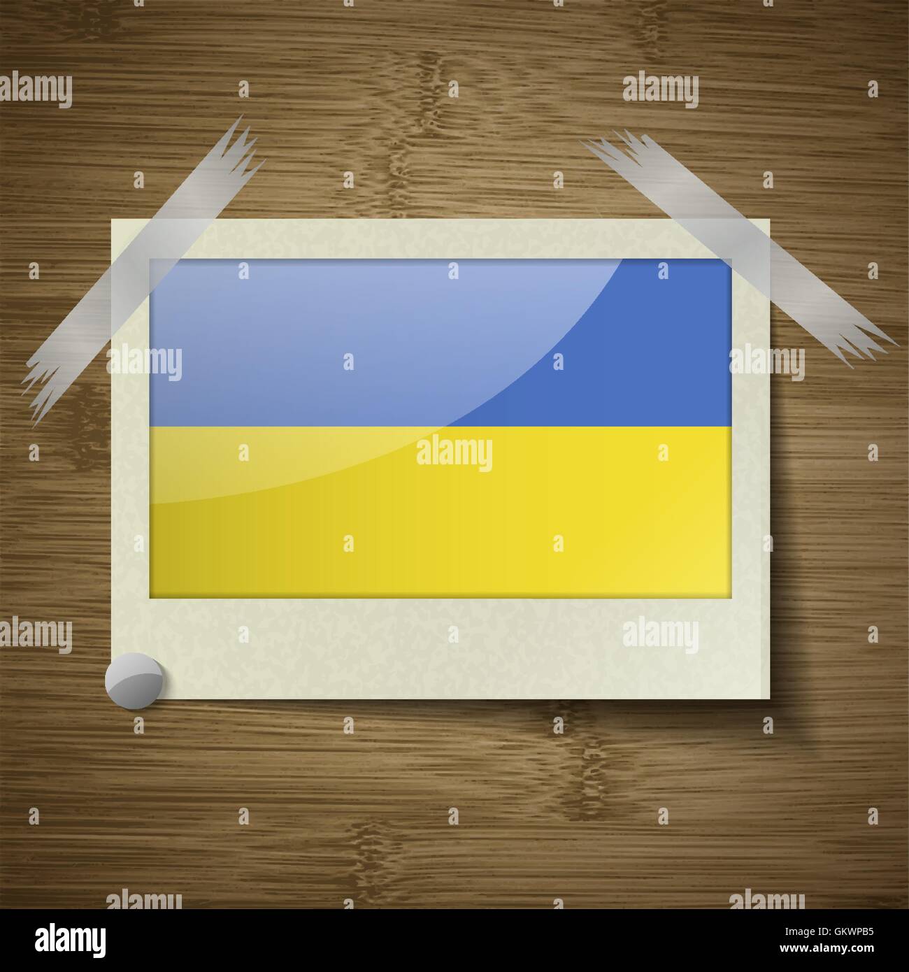 Flags Ukraine at frame on wooden texture. Vector Stock Vector Image ...