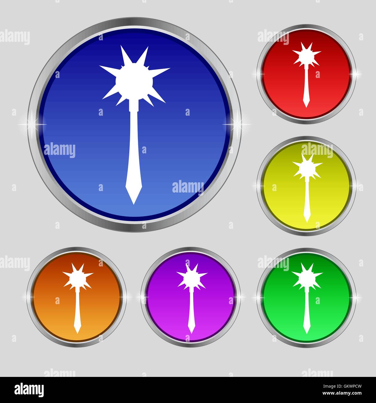 Mace icon sign. Round symbol on bright colourful buttons. Vector Stock ...
