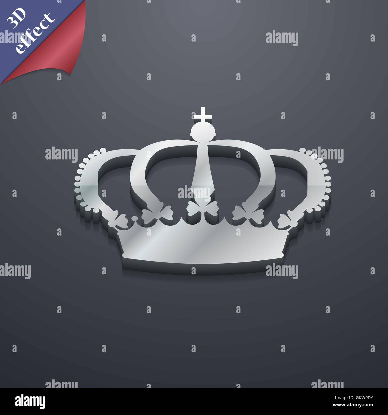 Crown icon symbol. 3D style. Trendy, modern design with space for your ...