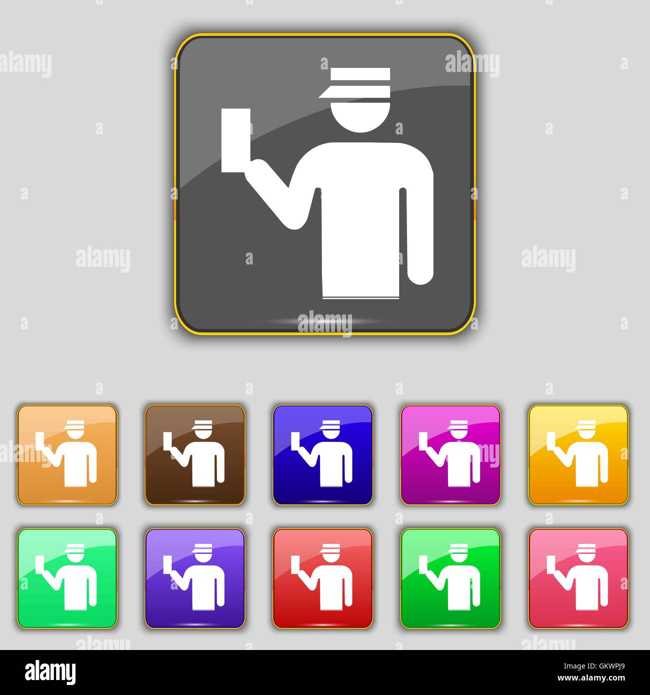 Inspector icon sign. Set with eleven colored buttons for your site ...