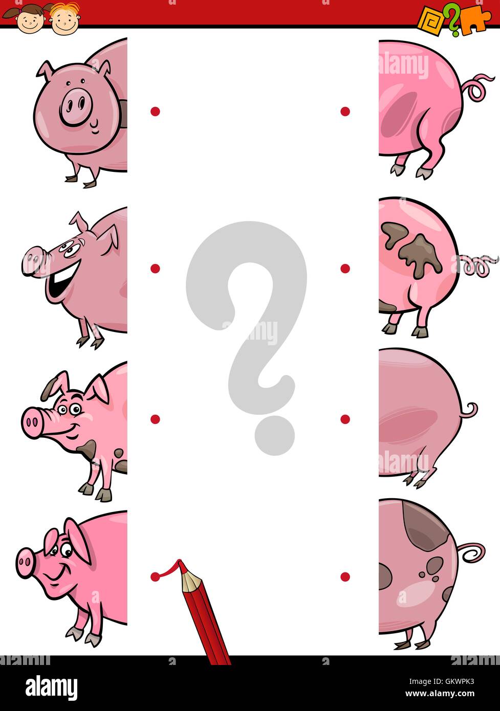 cartoon education game of halves Stock Vector Image & Art - Alamy