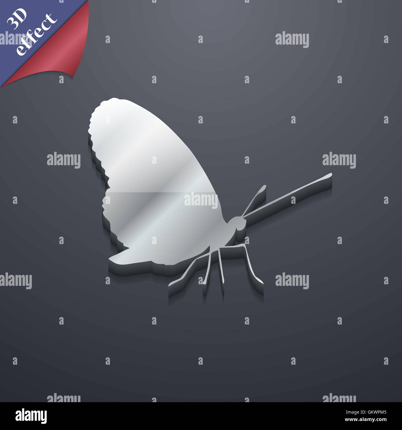 butterfly icon symbol. 3D style. Trendy, modern design with space for ...