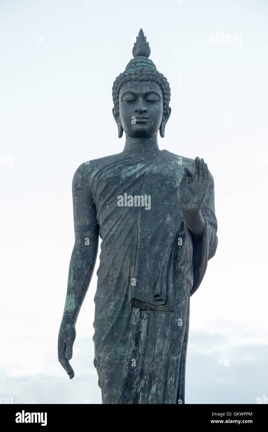 Buddha image in walking posture at Buddhamonthon (Phutthamonthon ...