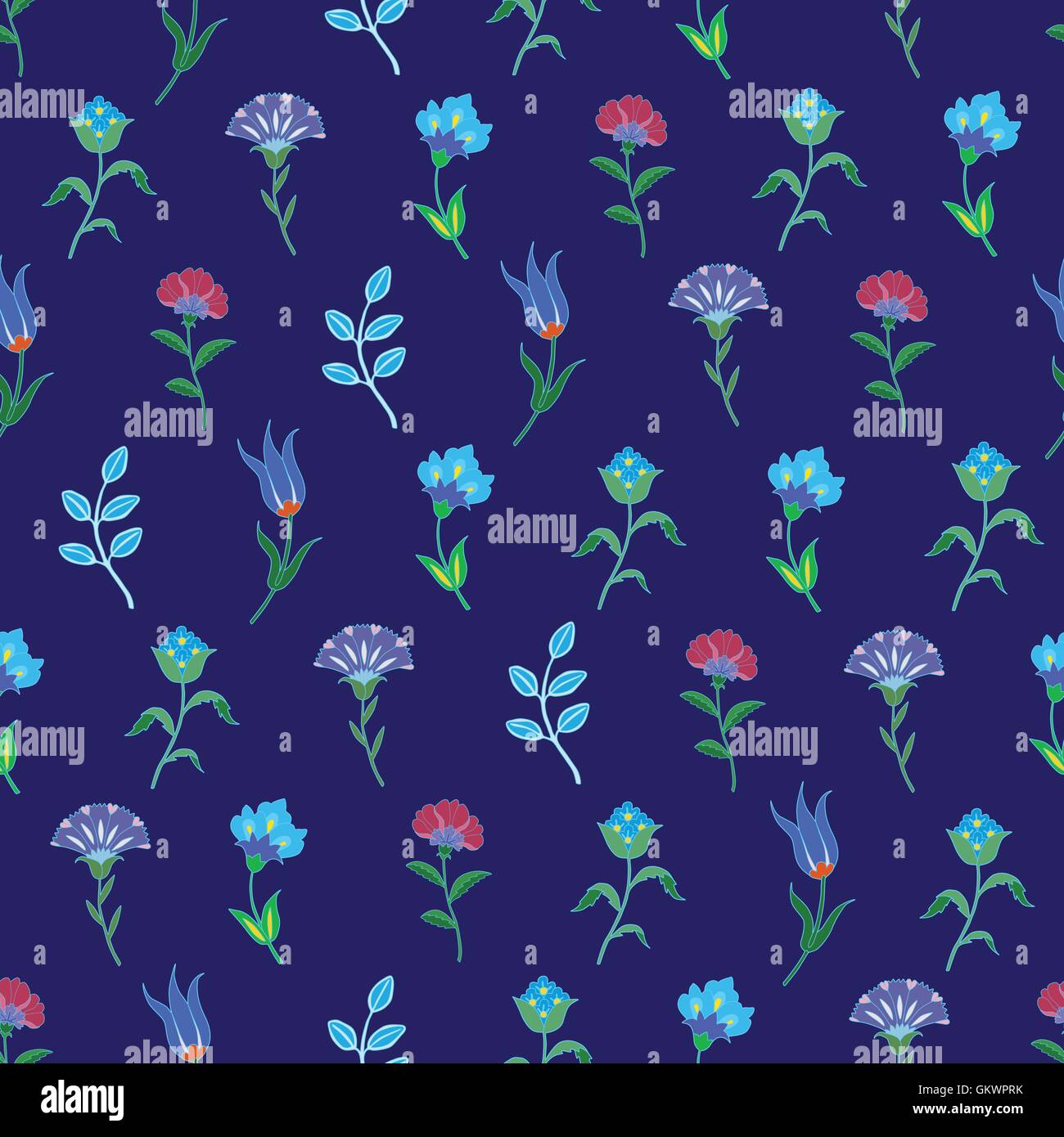 Vector Geometric Growing Flowers Seamless Pattern Stock Vector Image ...