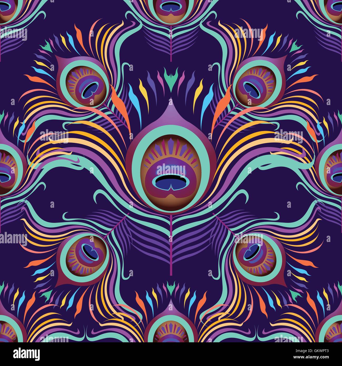 peacock feathers vector seamless background Stock Vector Image & Art ...