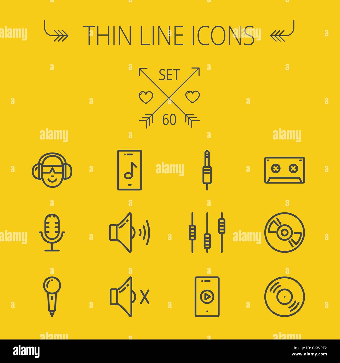 Music and entertainment thin line icon set Stock Vector Image & Art - Alamy